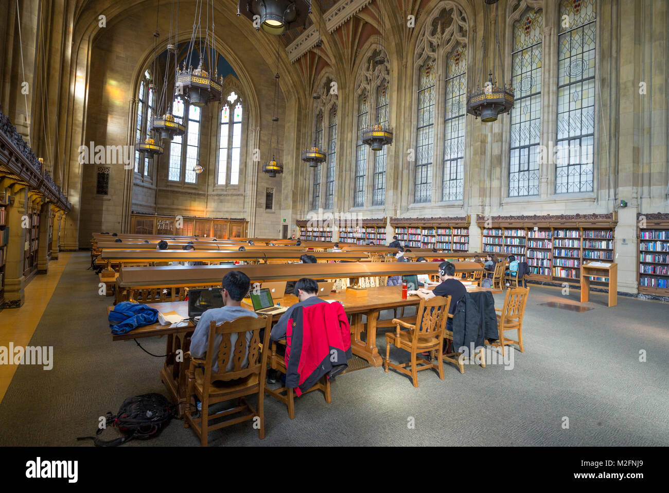 United States, Washington, Seattle, Main reading room in the Suzzallo ...