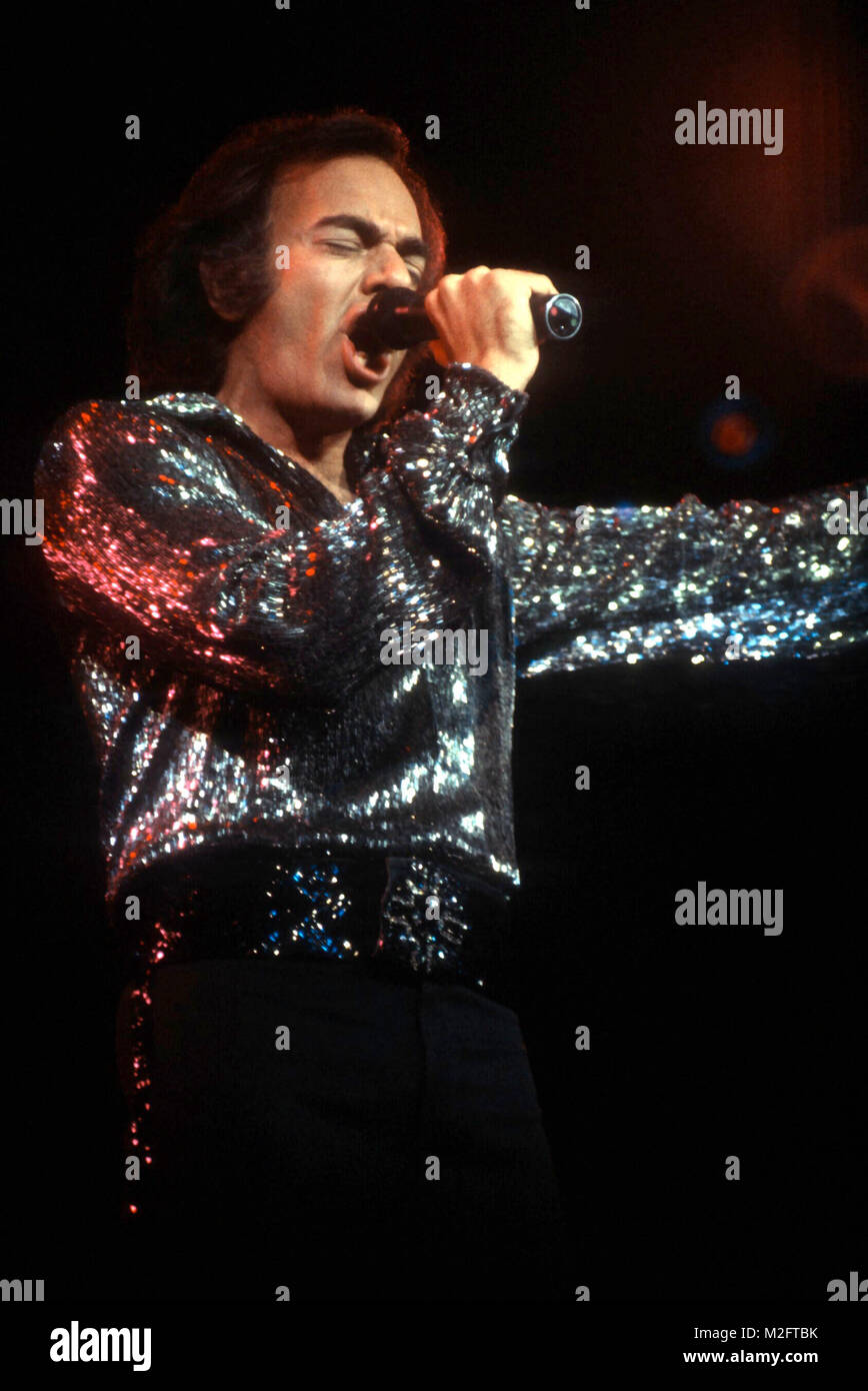 Singer Neil Diamond performs in concert on March 6, 1982. Photo by ...