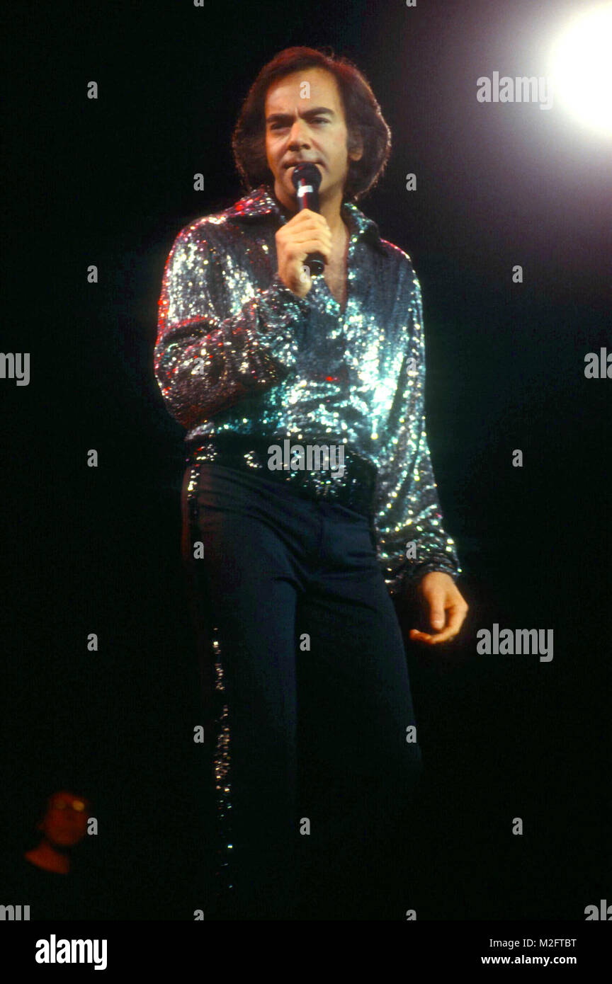 Singer Neil Diamond performs in concert on March 6, 1982. Photo by ...