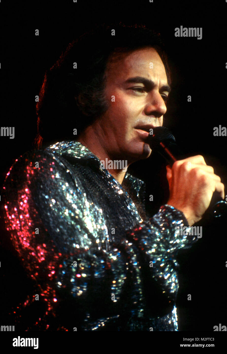 Singer Neil Diamond performs in concert on March 6, 1982. Photo by ...