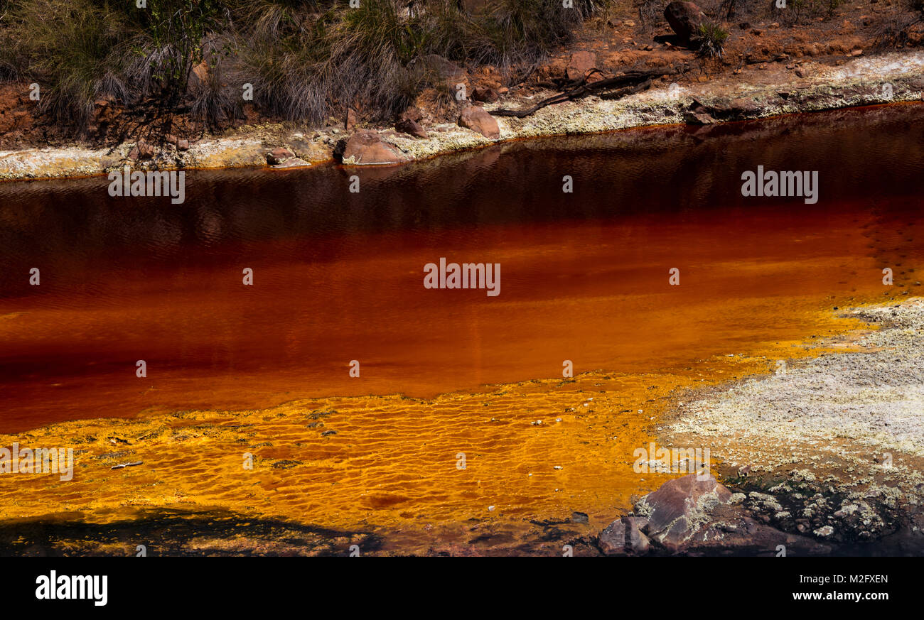 Rio Tinto, a river famous for its deep red color due to high ...