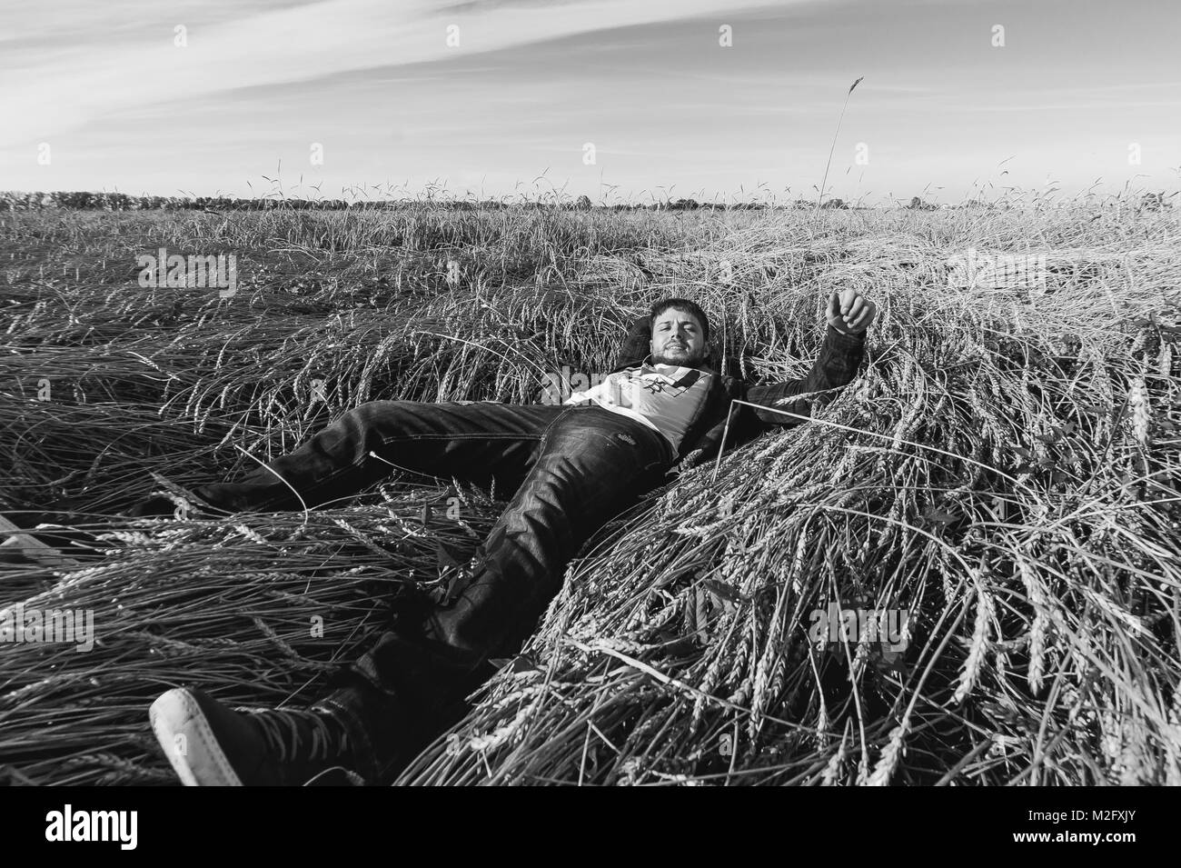 Wheat fields in beautiful Black and White Stock Photos & Images - Alamy