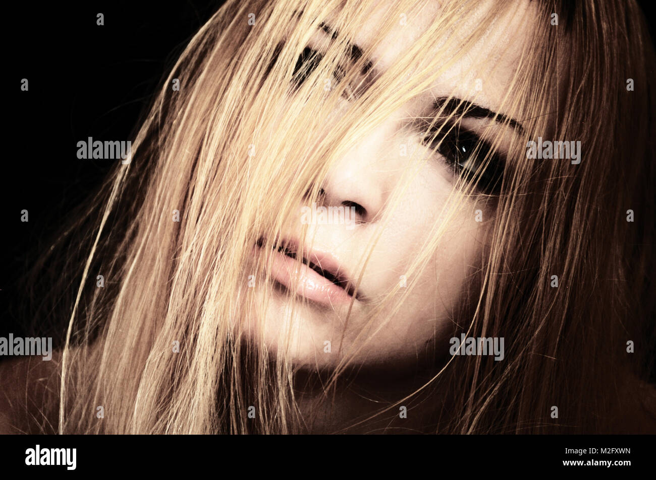 Hair over face Stock Photo - Alamy