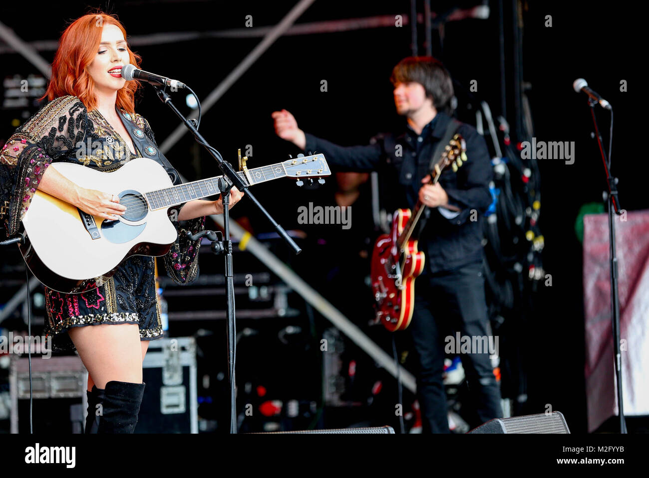 Laura Oakes performs on the main stage at The Cornbury Music Festival ...