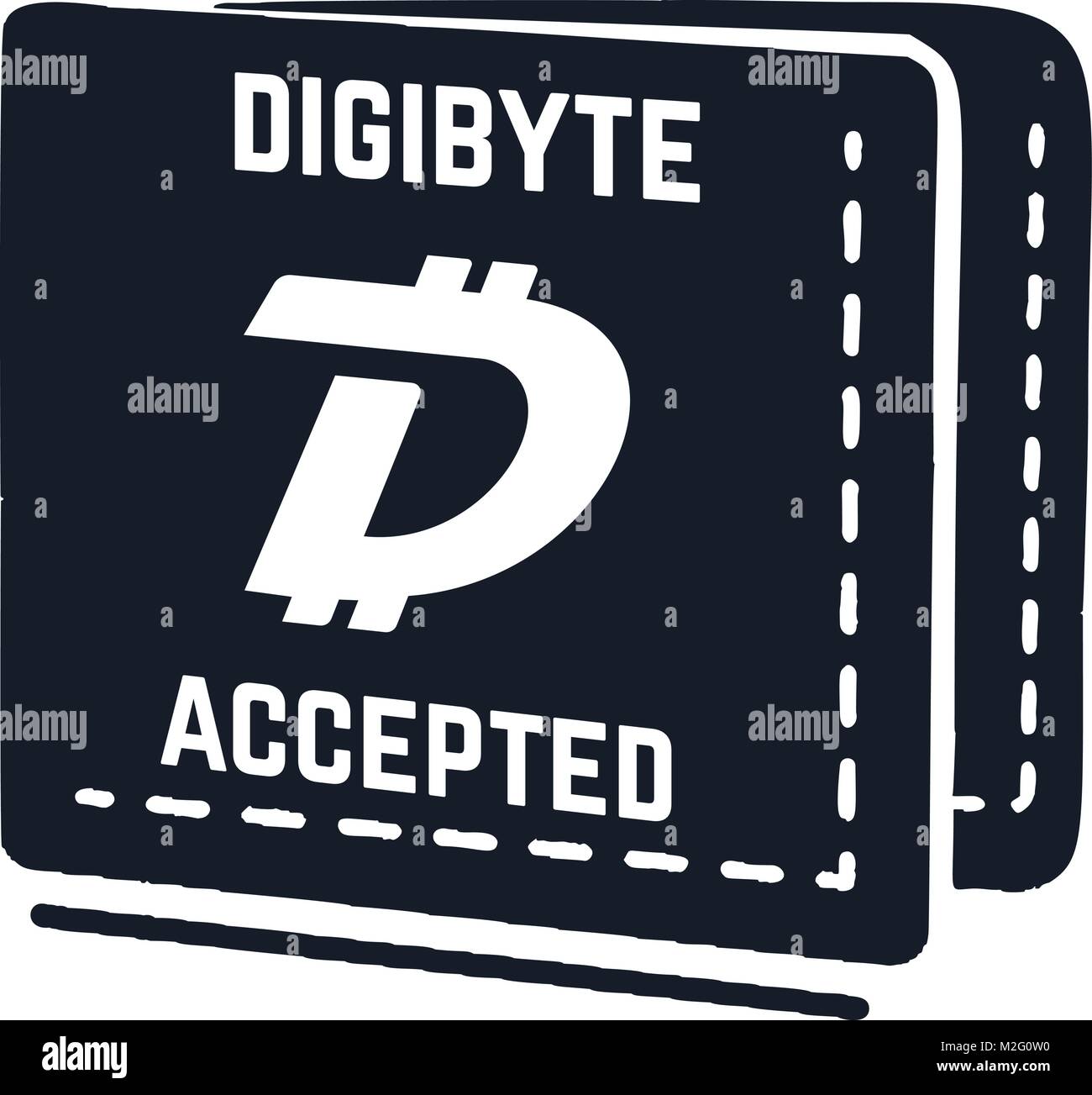 Digibyte digital asset accepted concept. DGB wallet. Vintage hand drawn ...