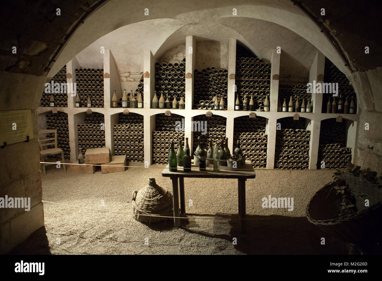 The cellar to the storage of wine in the castle Valencay. Loire Valley ...