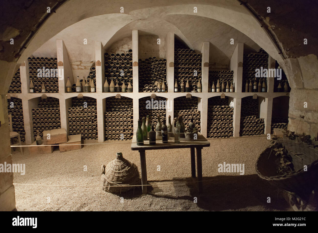 The cellar to the storage of wine in the castle Valencay. Loire Valley ...