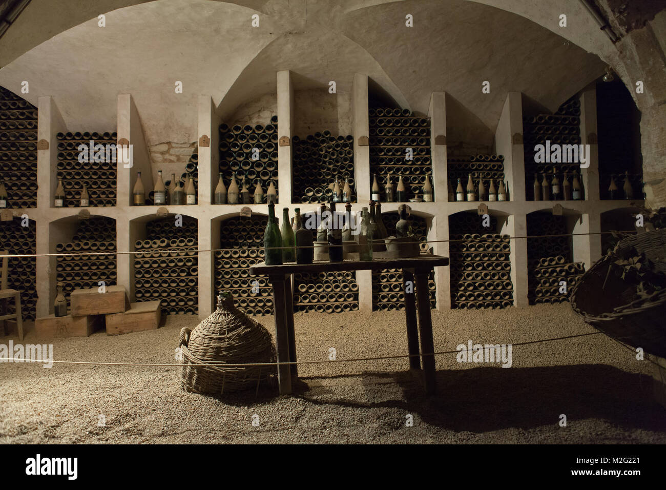 The cellar to the storage of wine in the castle Valencay. Loire Valley ...