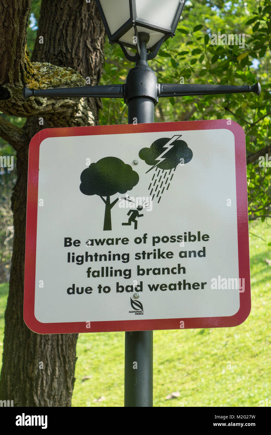 Singapore, Fort Canning Park, weather warning rign Stock Photo - Alamy