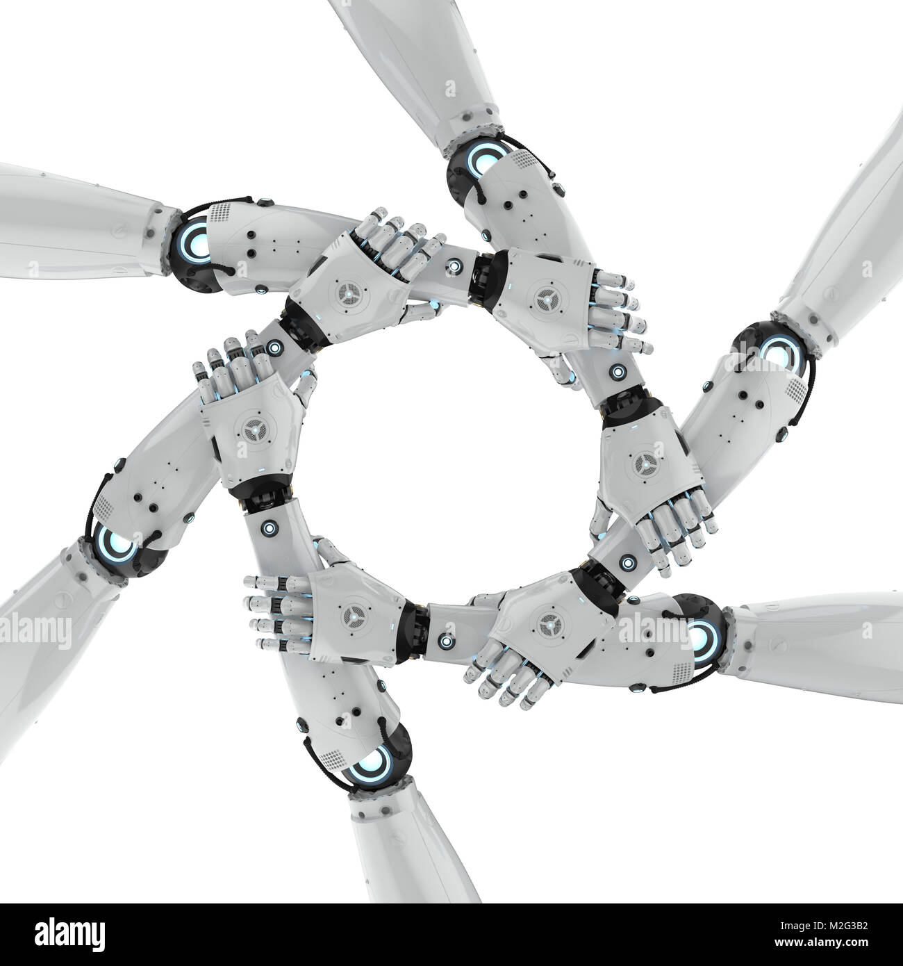 3d rendering robot hand holding together or robot teamwork Stock Photo ...