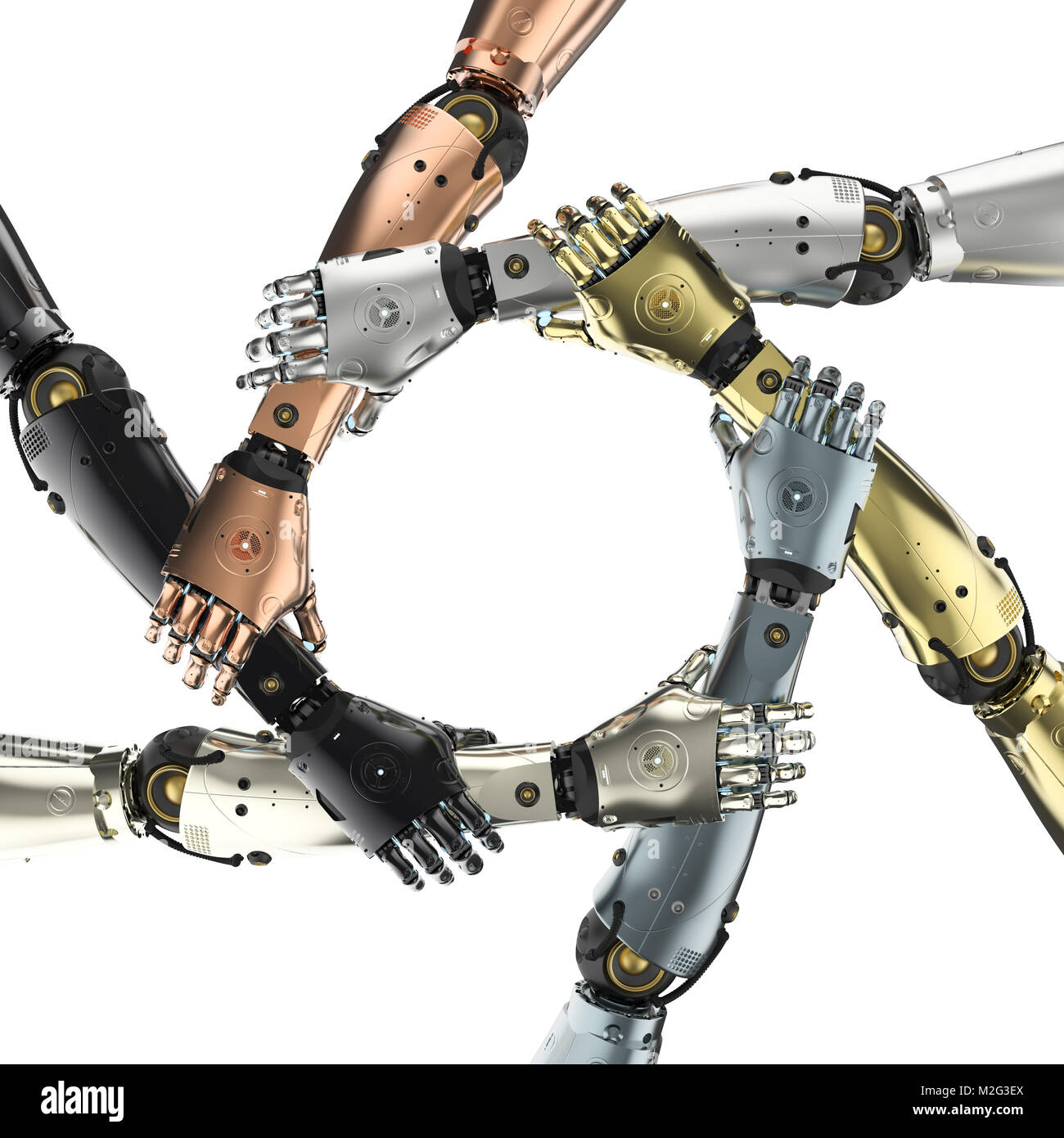 3d rendering robot hand holding together or robot teamwork Stock Photo ...