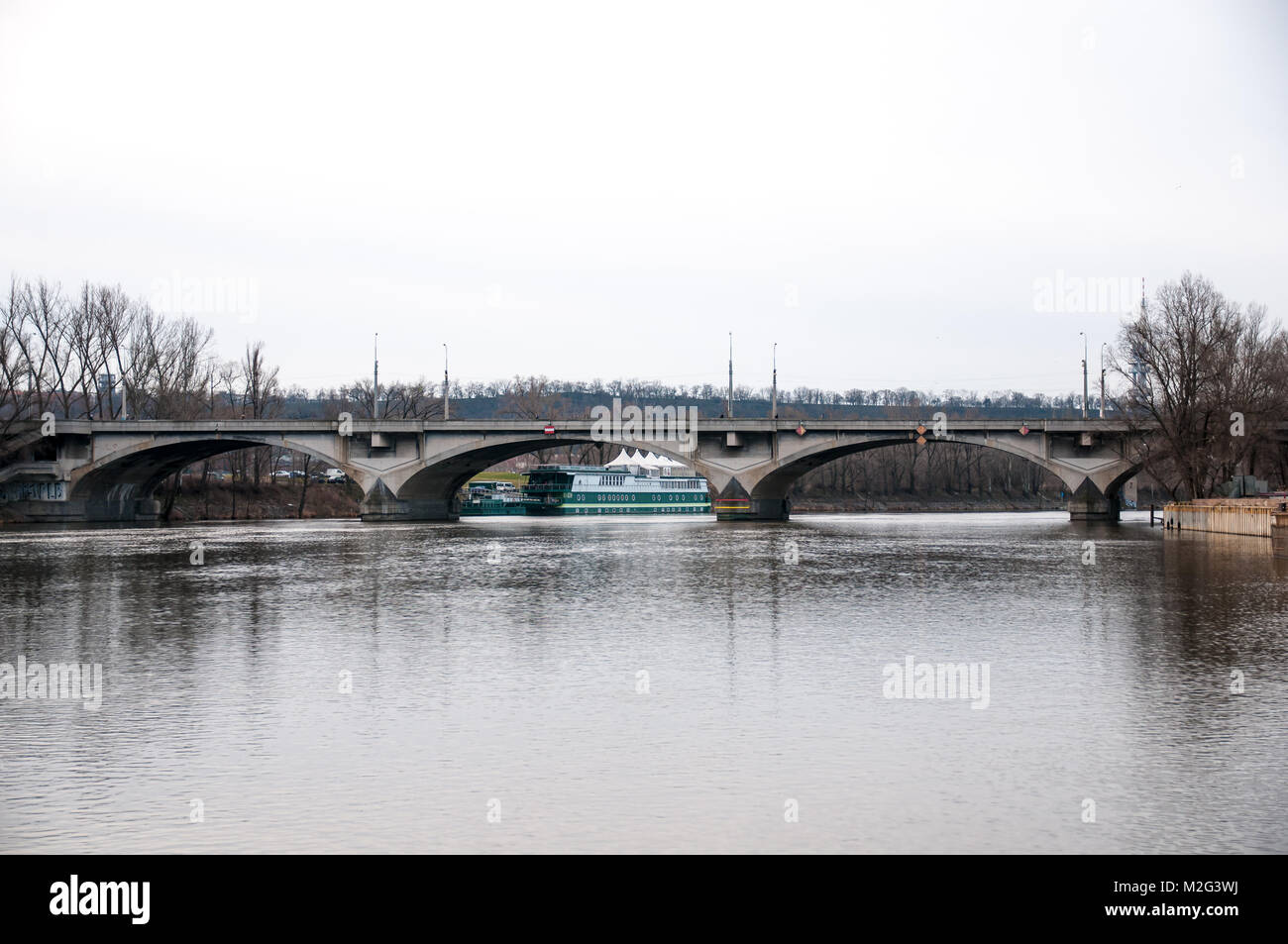 Prague-Liben, Czech Republic, 2 February 2018, damaged cubist bridge in ...