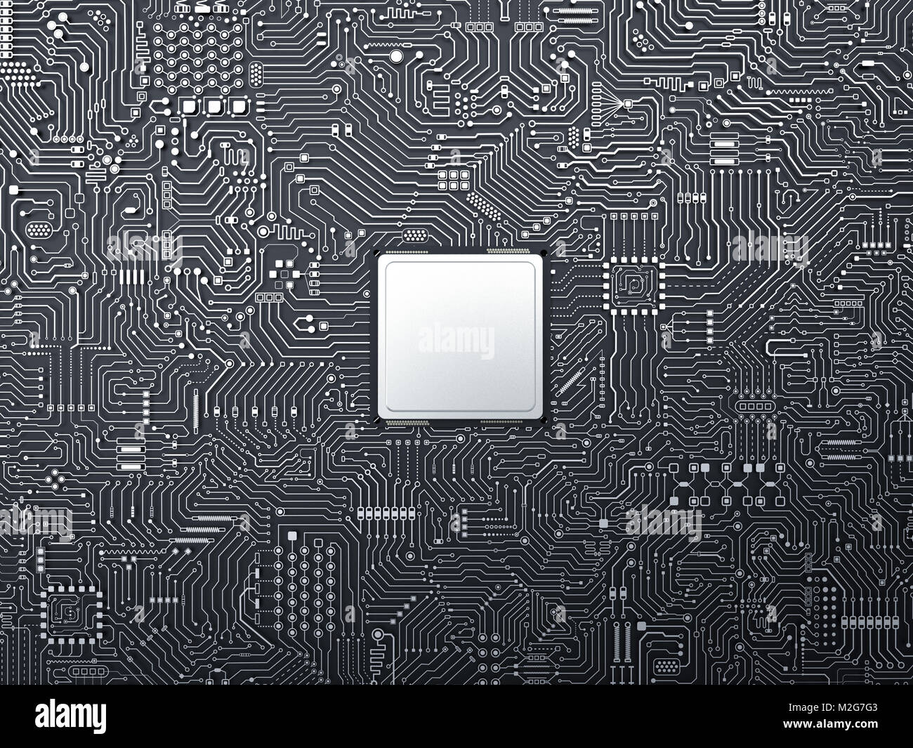 3d rendering cpu chip on circuit board background Stock Photo - Alamy