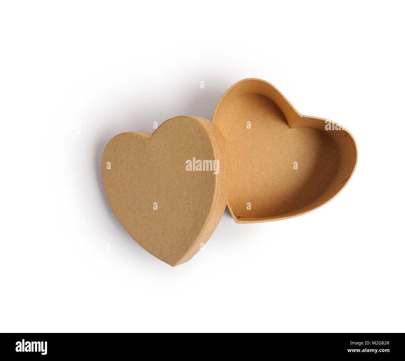 Open heart kraft gift box, isolated clipping mask on white background ...