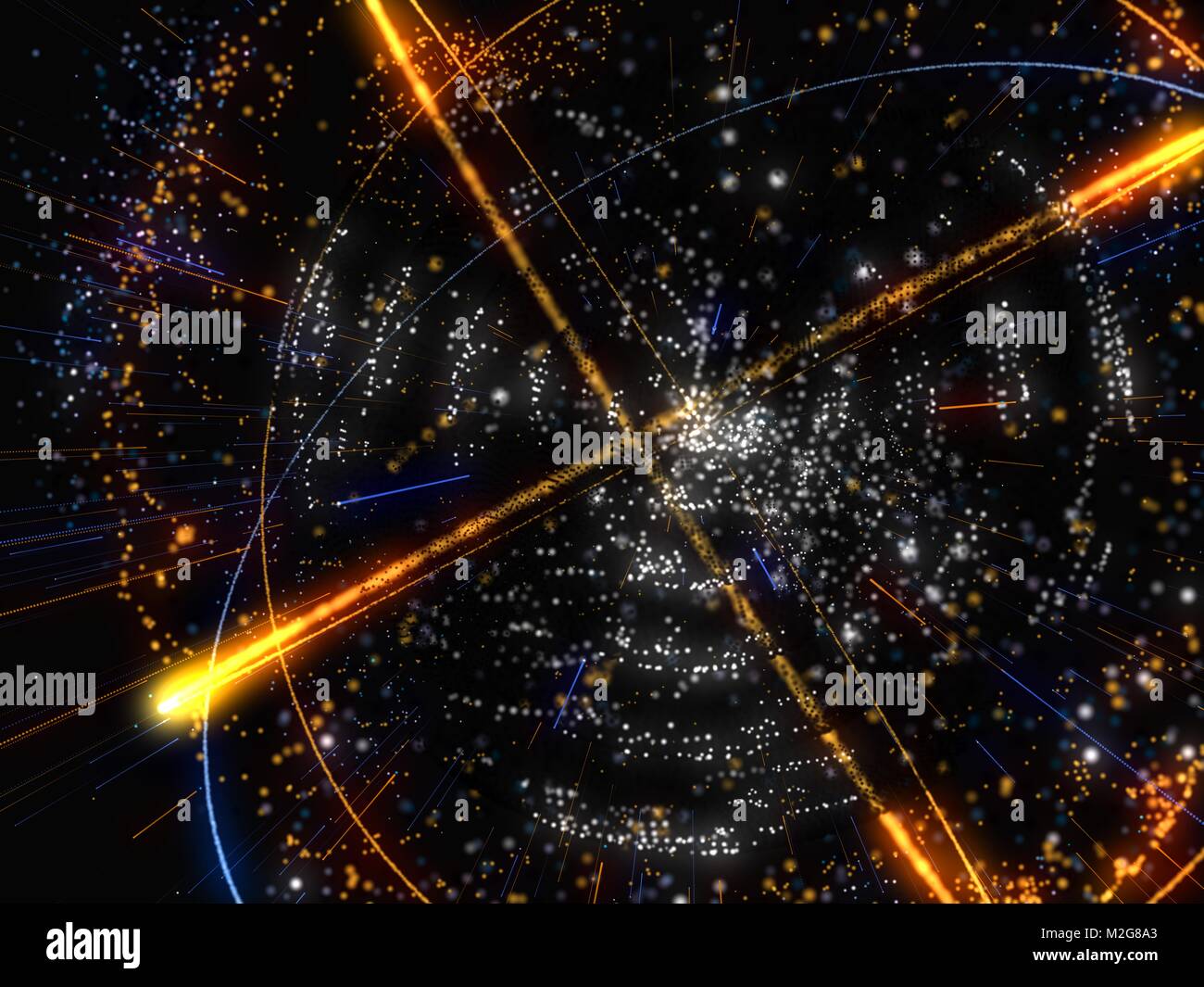 Abstract Connected Bright Dots On Dark Background Stock Photo - Alamy