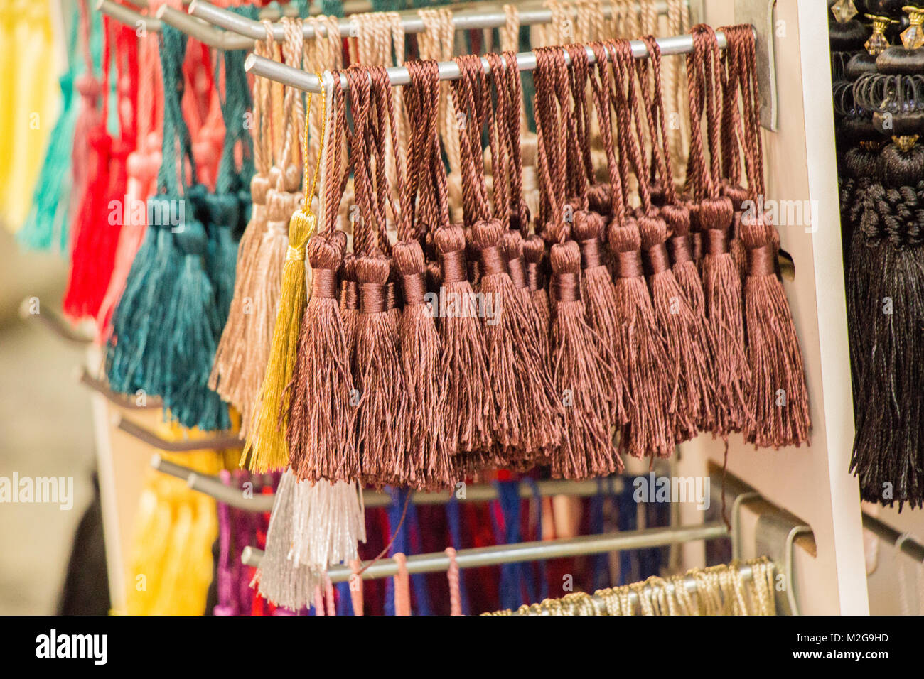 Selection of Ottoman Turkish traditional tassels in various colors ...