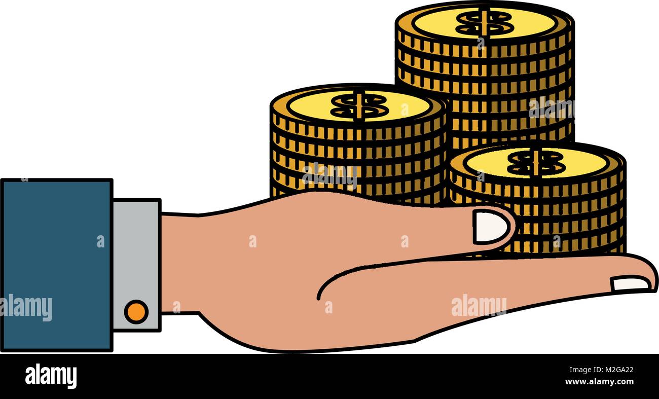 Hand with coins Stock Vector Image & Art - Alamy