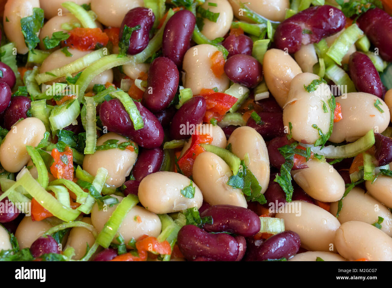 Texture of from a salad of boiled beans Stock Photo - Alamy