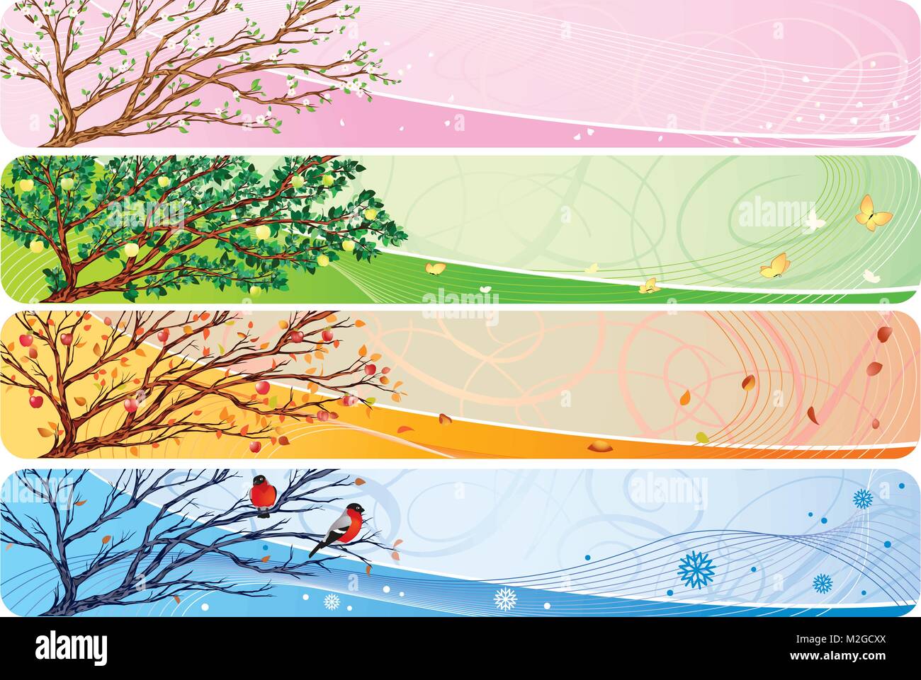 Seasons of the year. Set of banners with nature seasons Stock Vector ...
