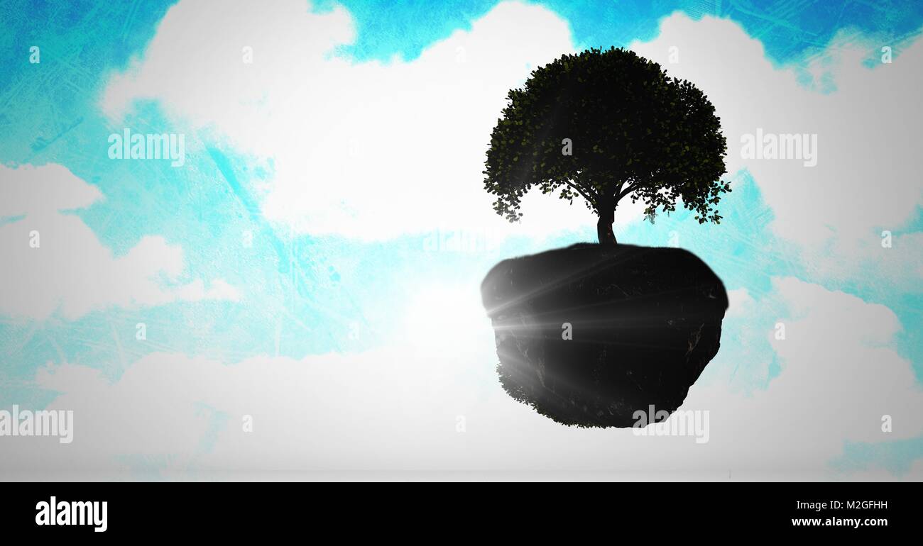 Floating tree in surreal sky Stock Photo - Alamy