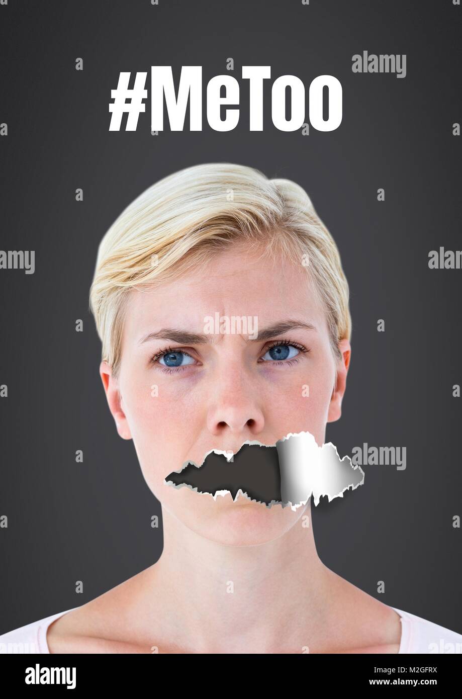Me Too Woman with torn paper on mouth #MeToo Stock Photo - Alamy