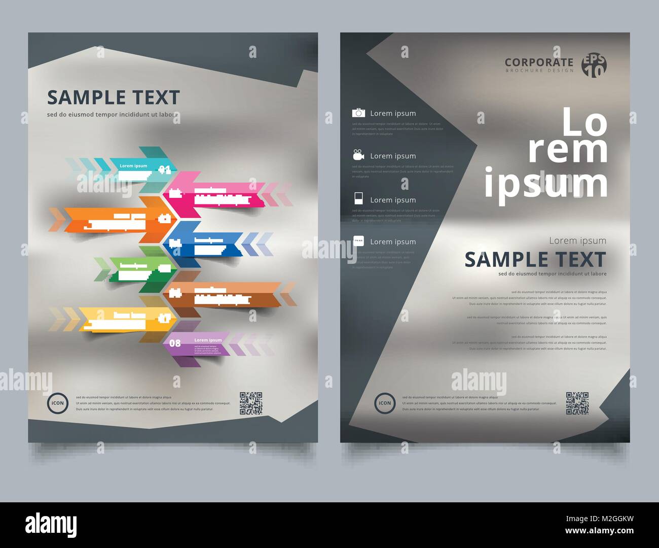 Brochure Template geometric black color scheme with image background ...