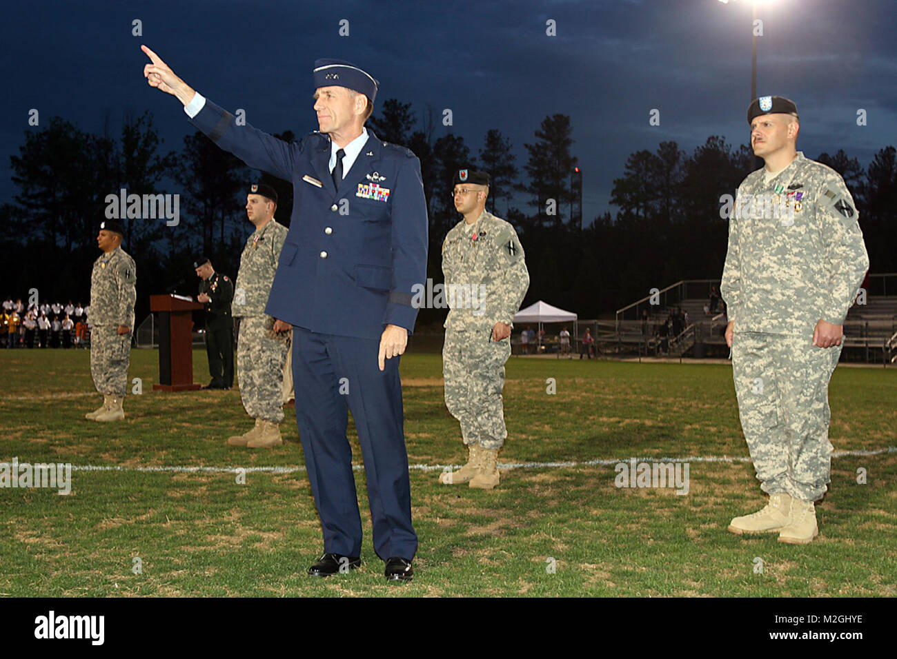 Major Gen. Scott Hammond points toward the crowd by Georgia National ...