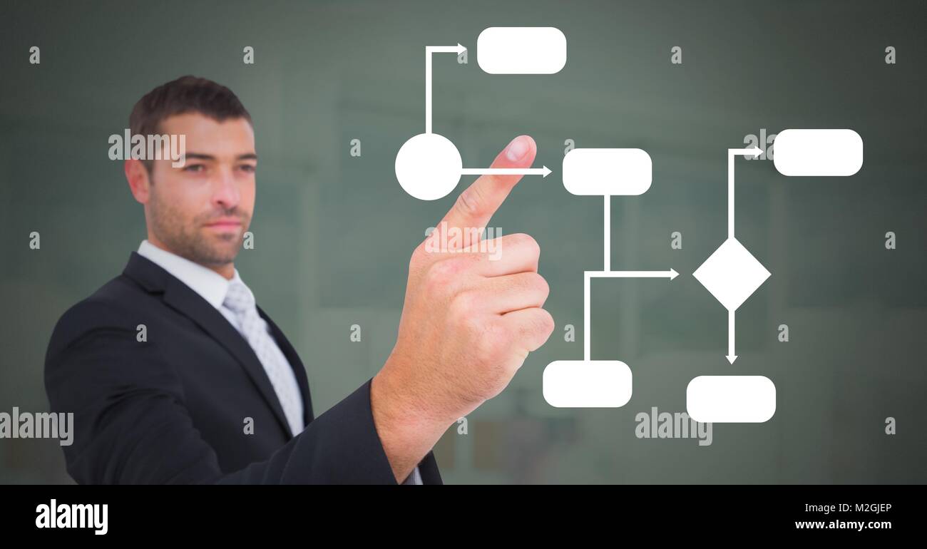 Hand touching wireframe with green background Stock Photo - Alamy
