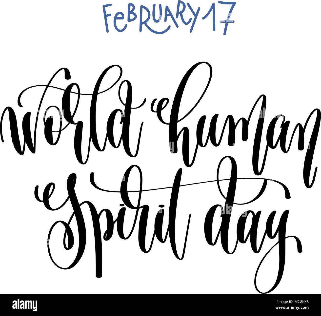 february 17 - world human spirit day - hand lettering Stock Vector ...