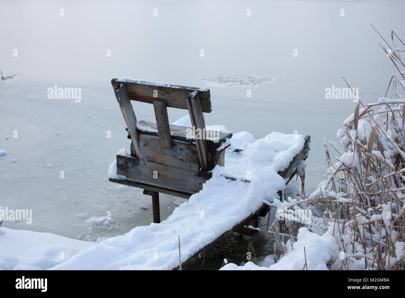 Winter fishing, a frozen river, a hole in the ice Stock Photo - Alamy
