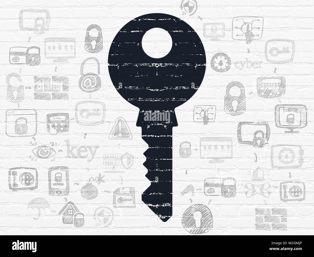 Safety concept: Key on wall background Stock Photo - Alamy