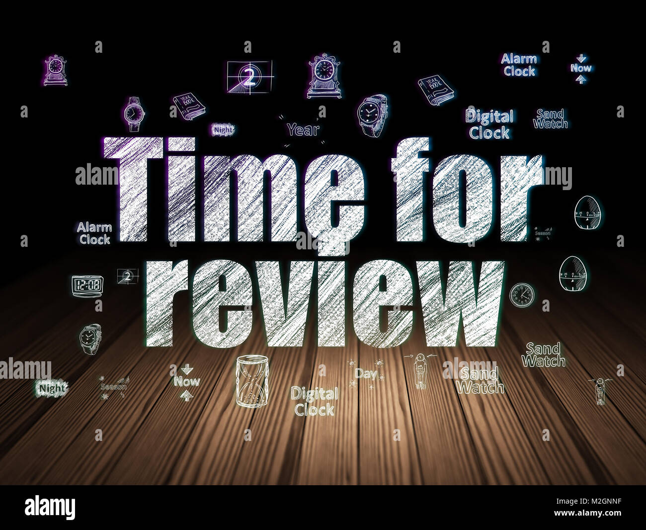 Time concept: Time for Review in grunge dark room Stock Photo - Alamy
