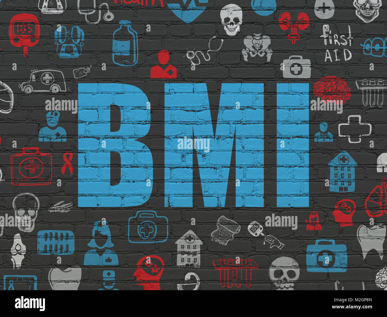 Healthcare concept: BMI on wall background Stock Photo - Alamy