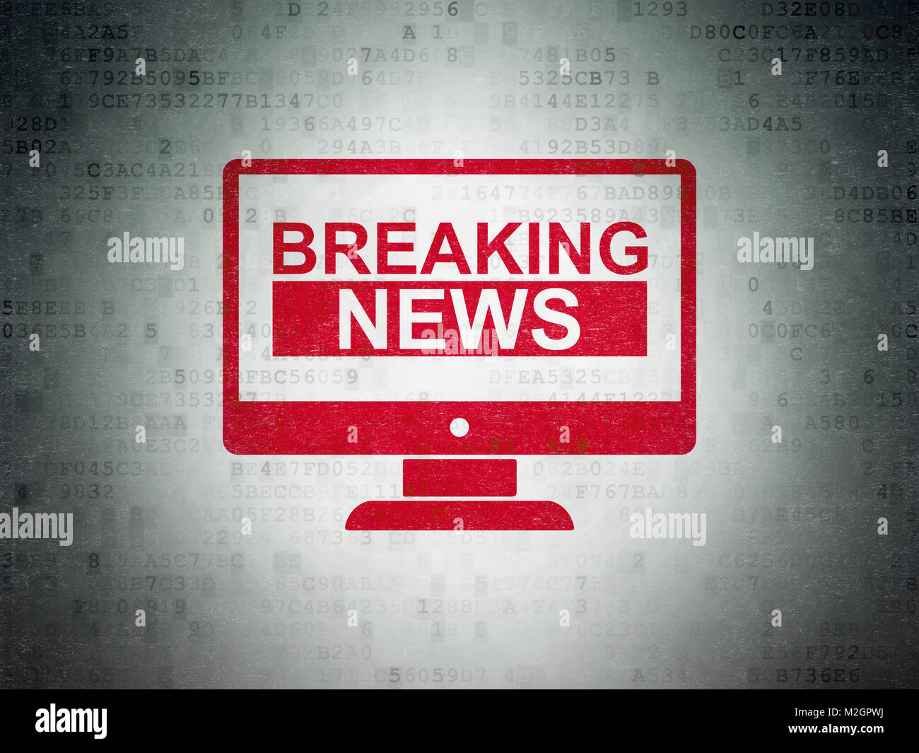 News concept: Breaking News On Screen on Digital Data Paper background ...