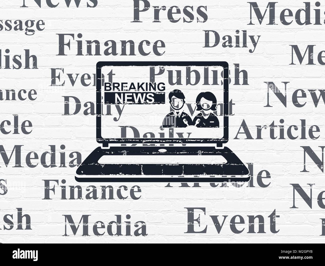 News concept: Breaking News On Laptop on wall background Stock Photo ...