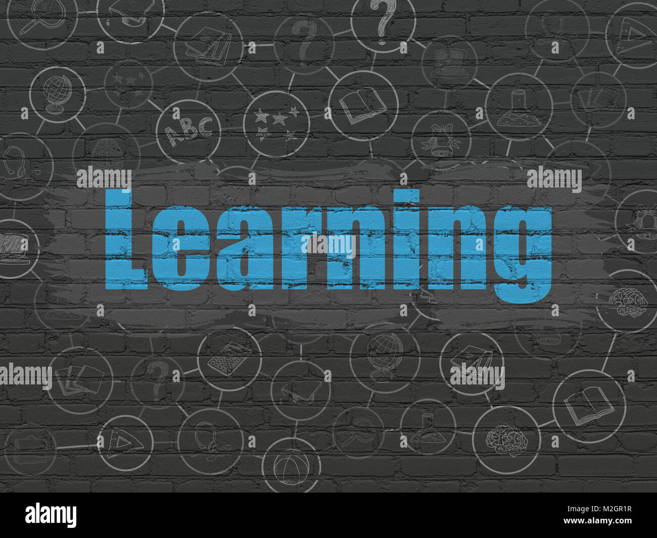 Studying concept: Learning on wall background Stock Photo - Alamy