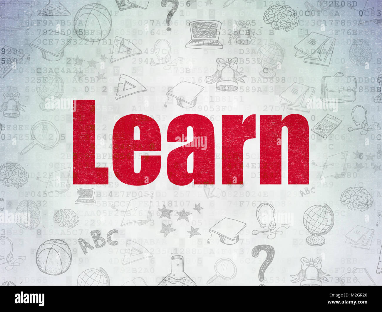 Education concept: Learn on Digital Data Paper background Stock Photo ...