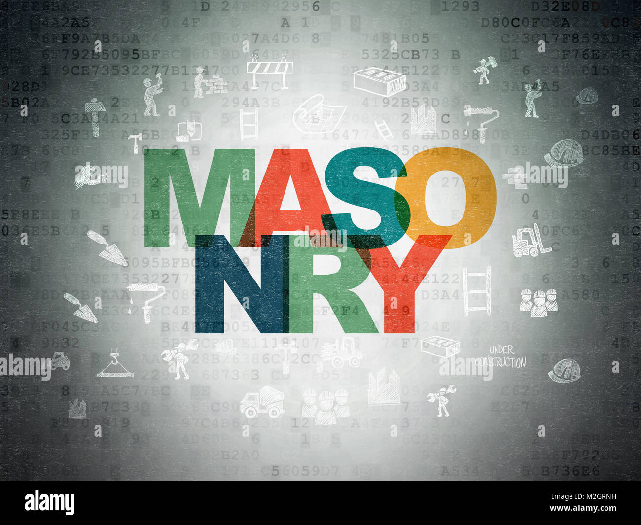 Construction concept: Masonry on Digital Data Paper background Stock ...