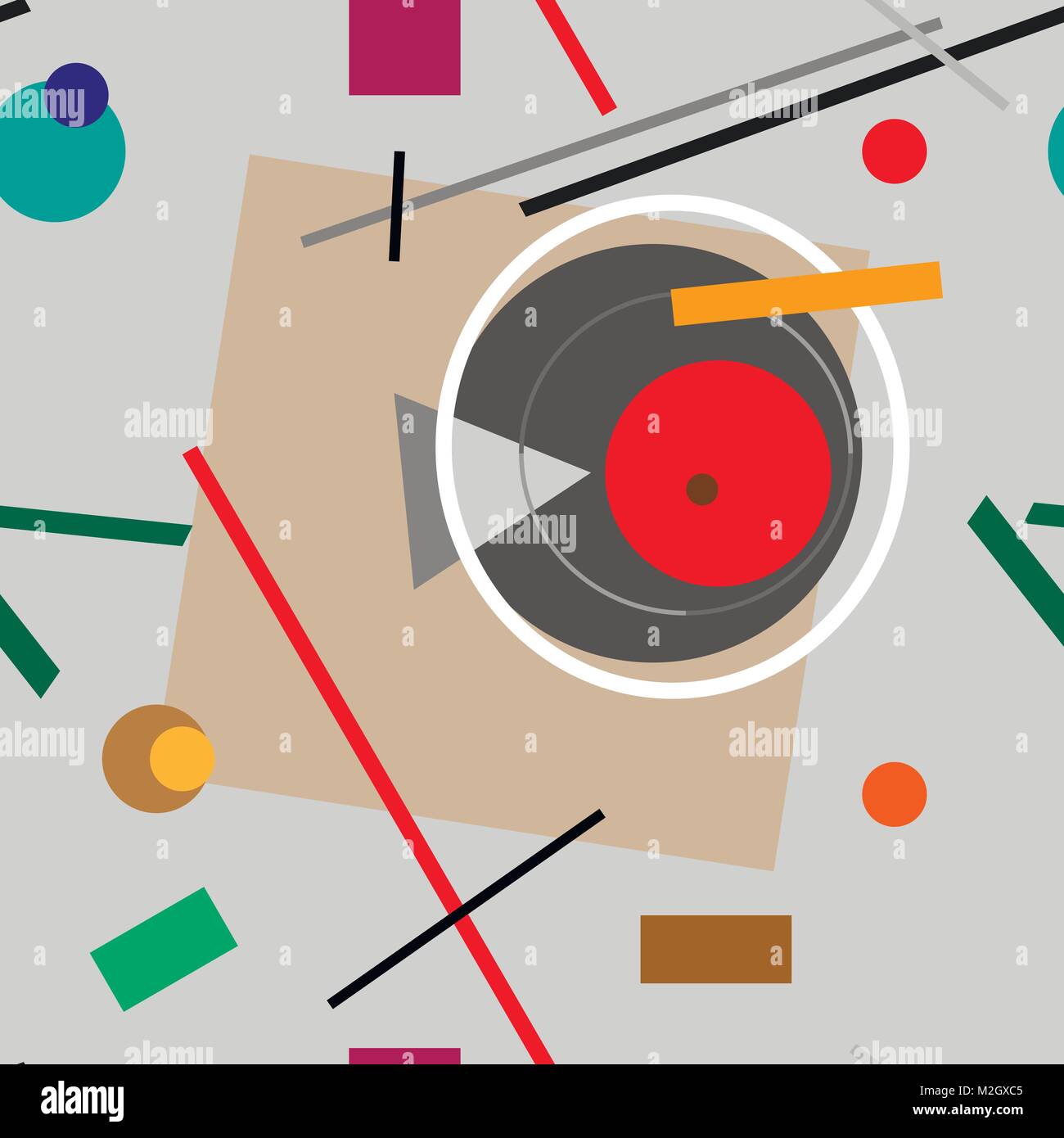 Vector seamless pattern composition of geometric shapes on a gray ...