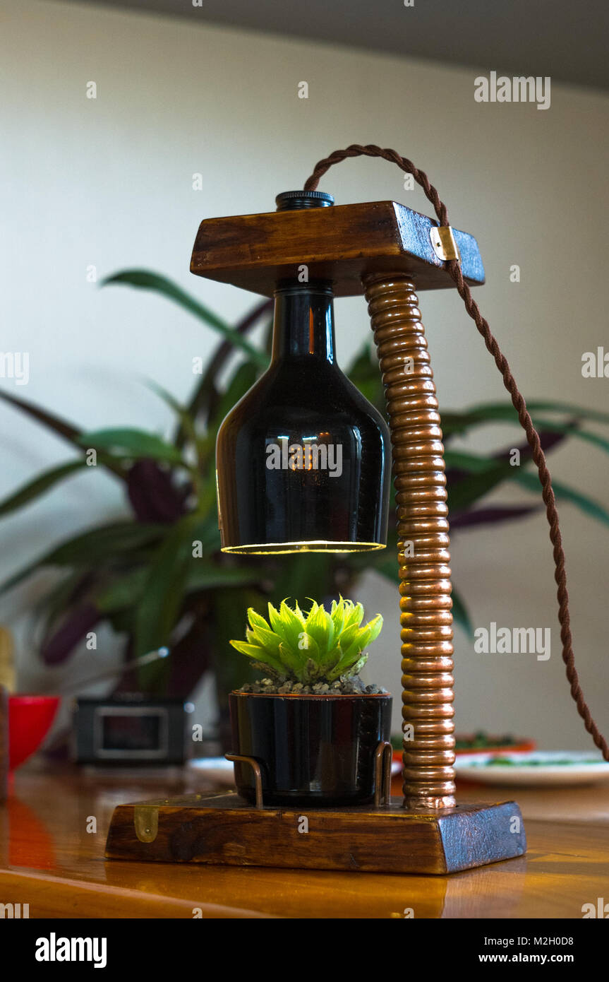 Light fixture handmade - stand for flower pot in vintage style, wooden ...