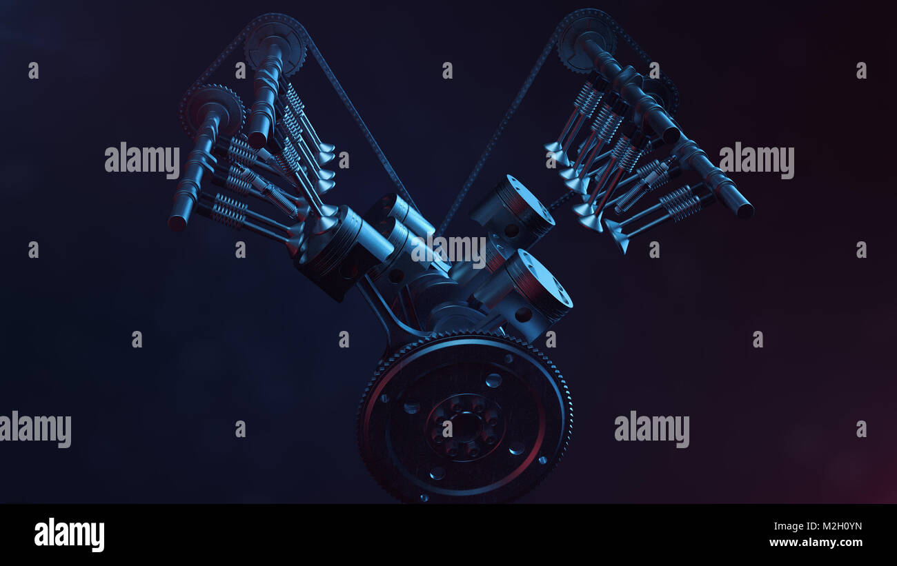 3d illustration of an internal combustion engine. Engine parts ...