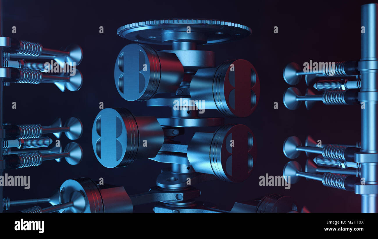 3d illustration of an internal combustion engine. Engine parts ...
