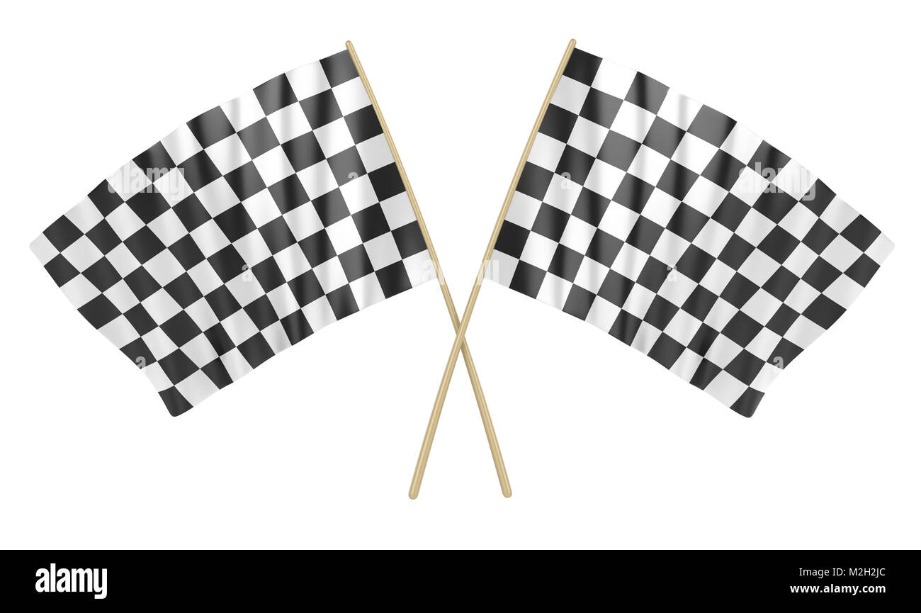 Two Checkered Flag , This is a 3d rendered computer generated image ...