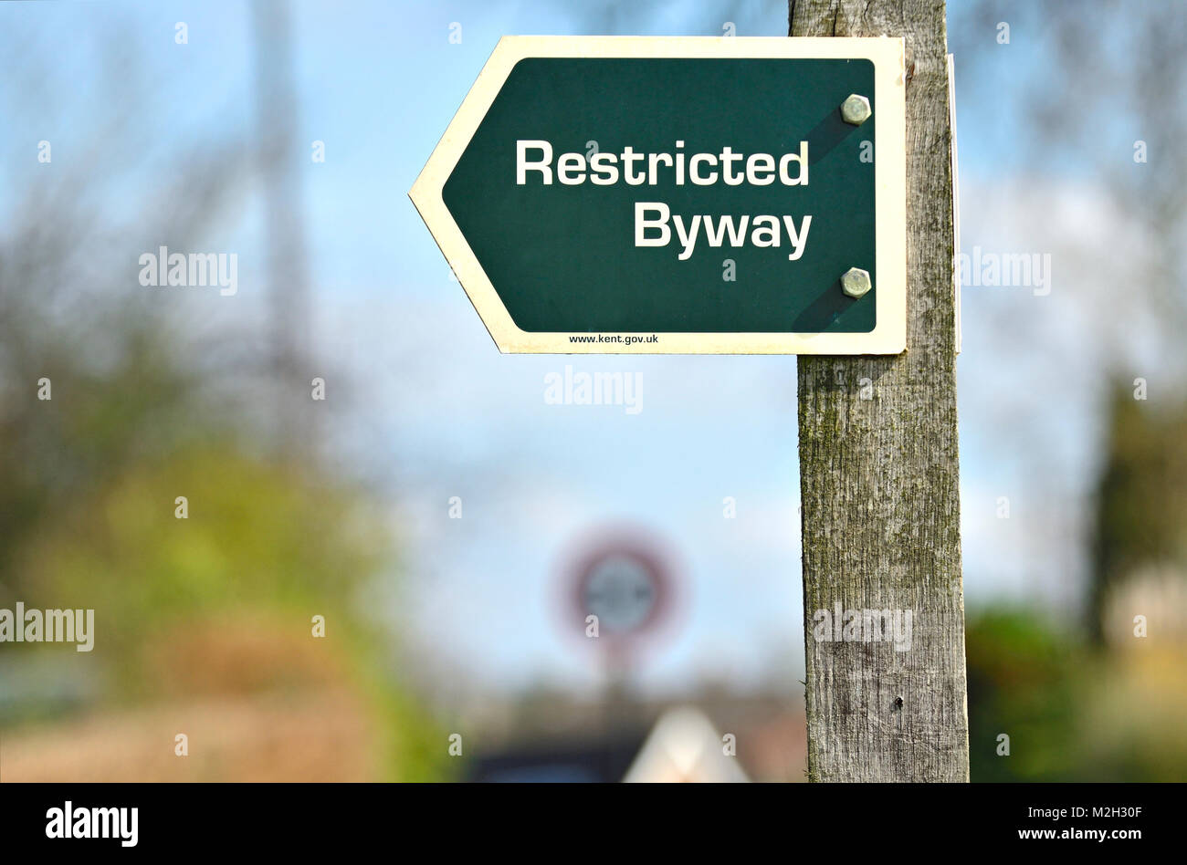 Boughton Monchelsea village, Kent, England. Restricted Byway sign Stock ...