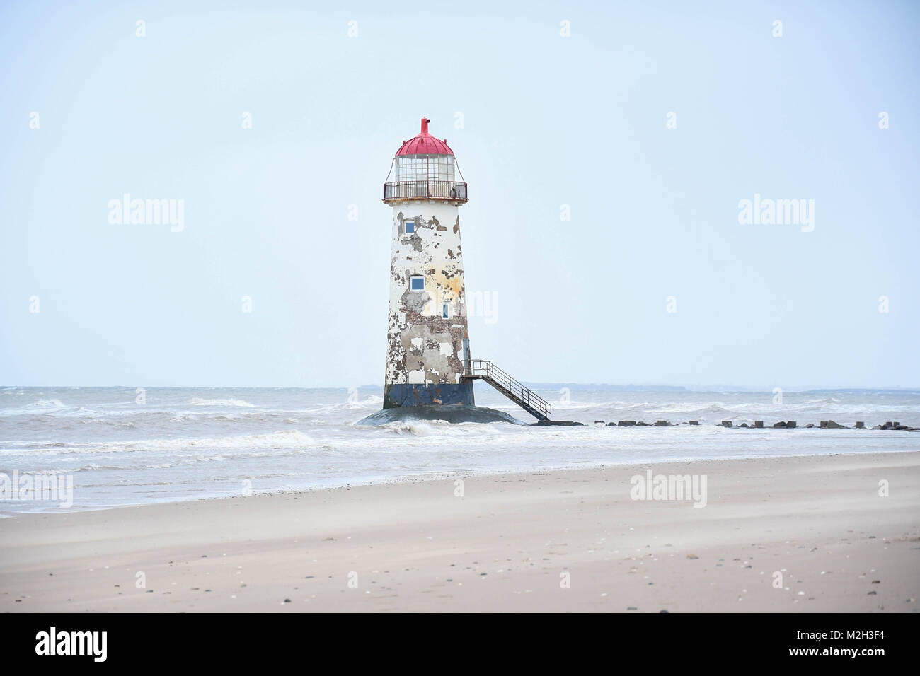 Old derelict lighthouse on Talacre beach in Wales, UK Stock Photo - Alamy