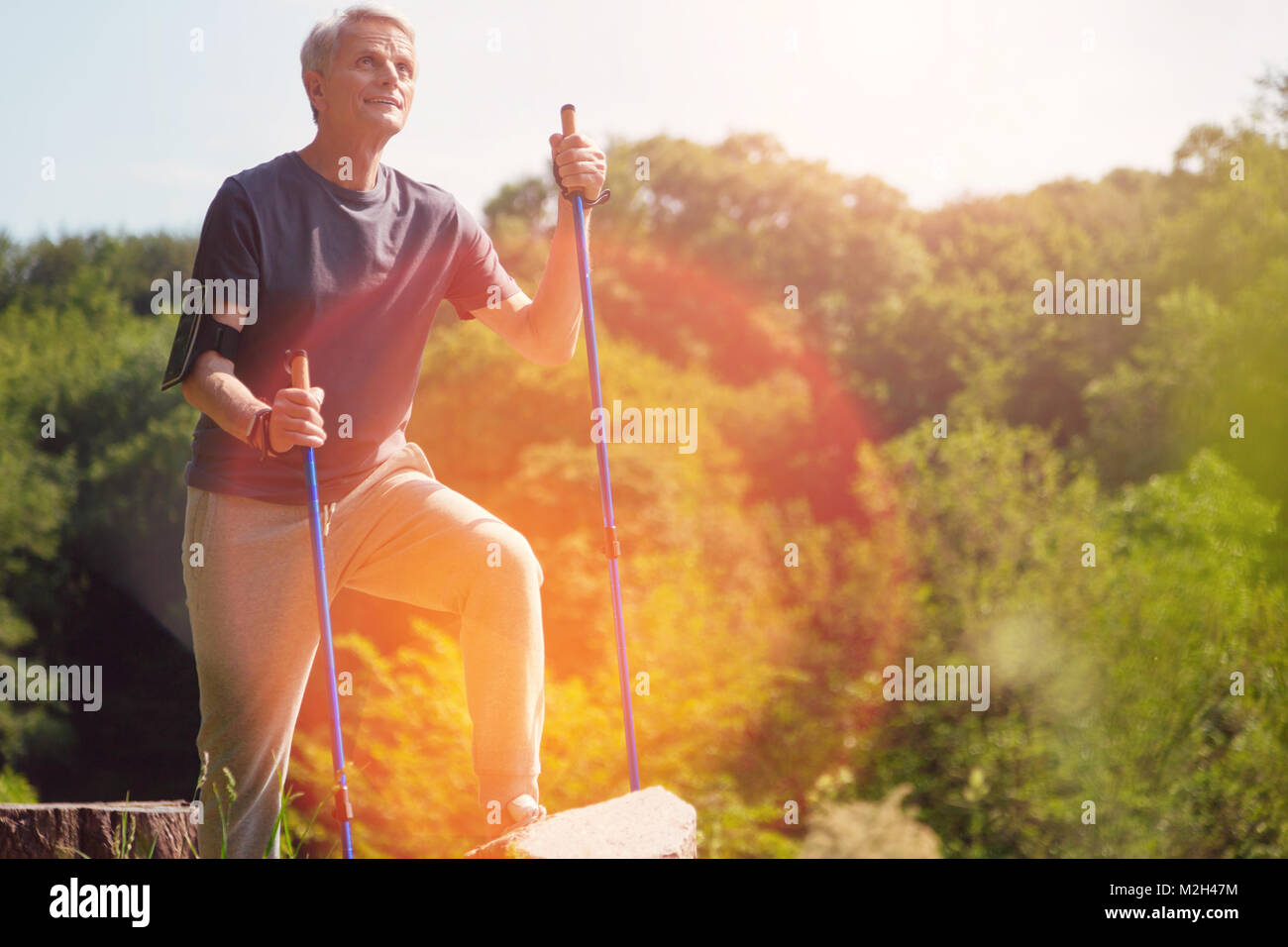 Positive elderly man reaching his destination Stock Photo - Alamy