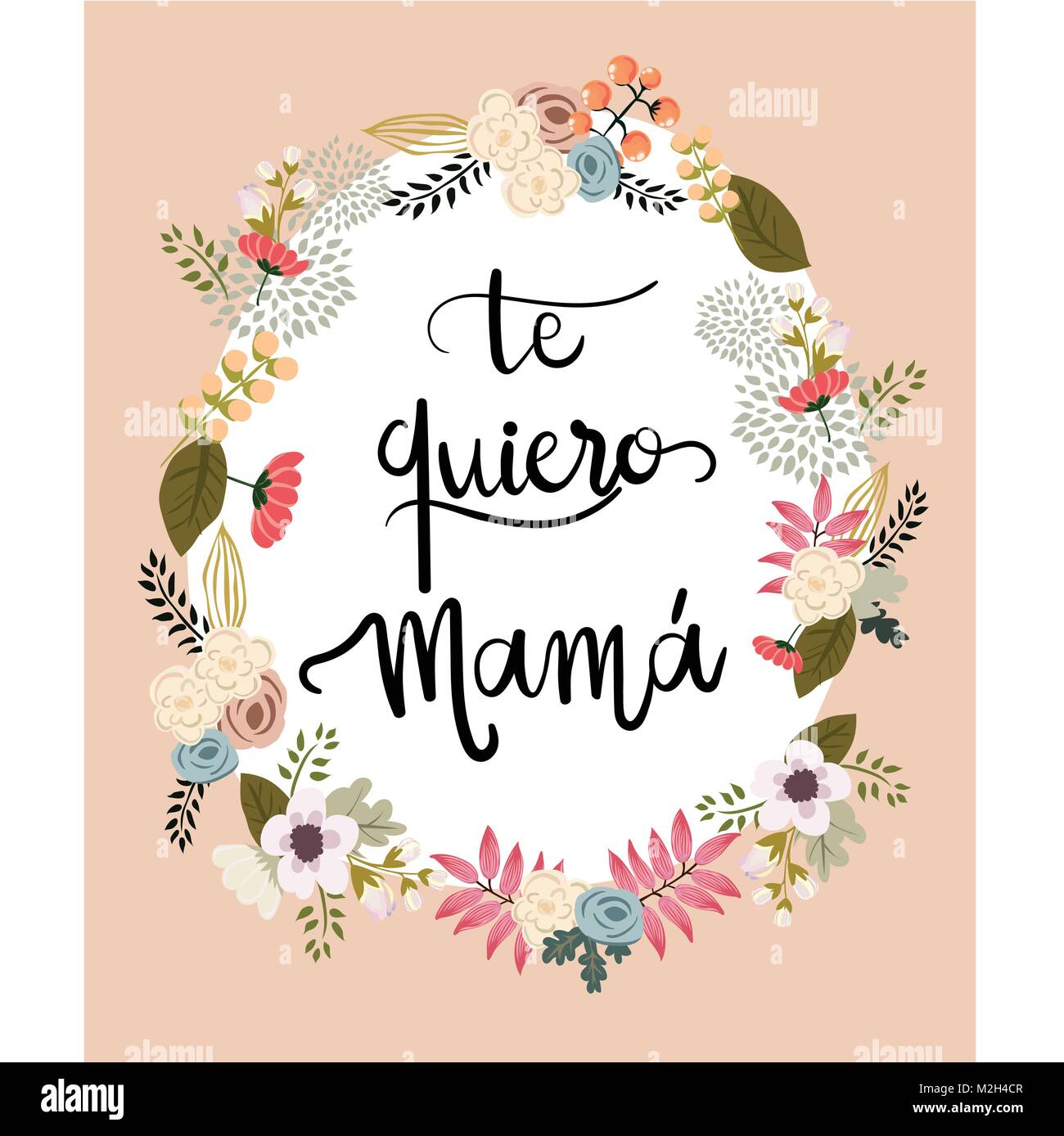 Beautiful flowers and lettering with writing I love you mom in spanihs ...