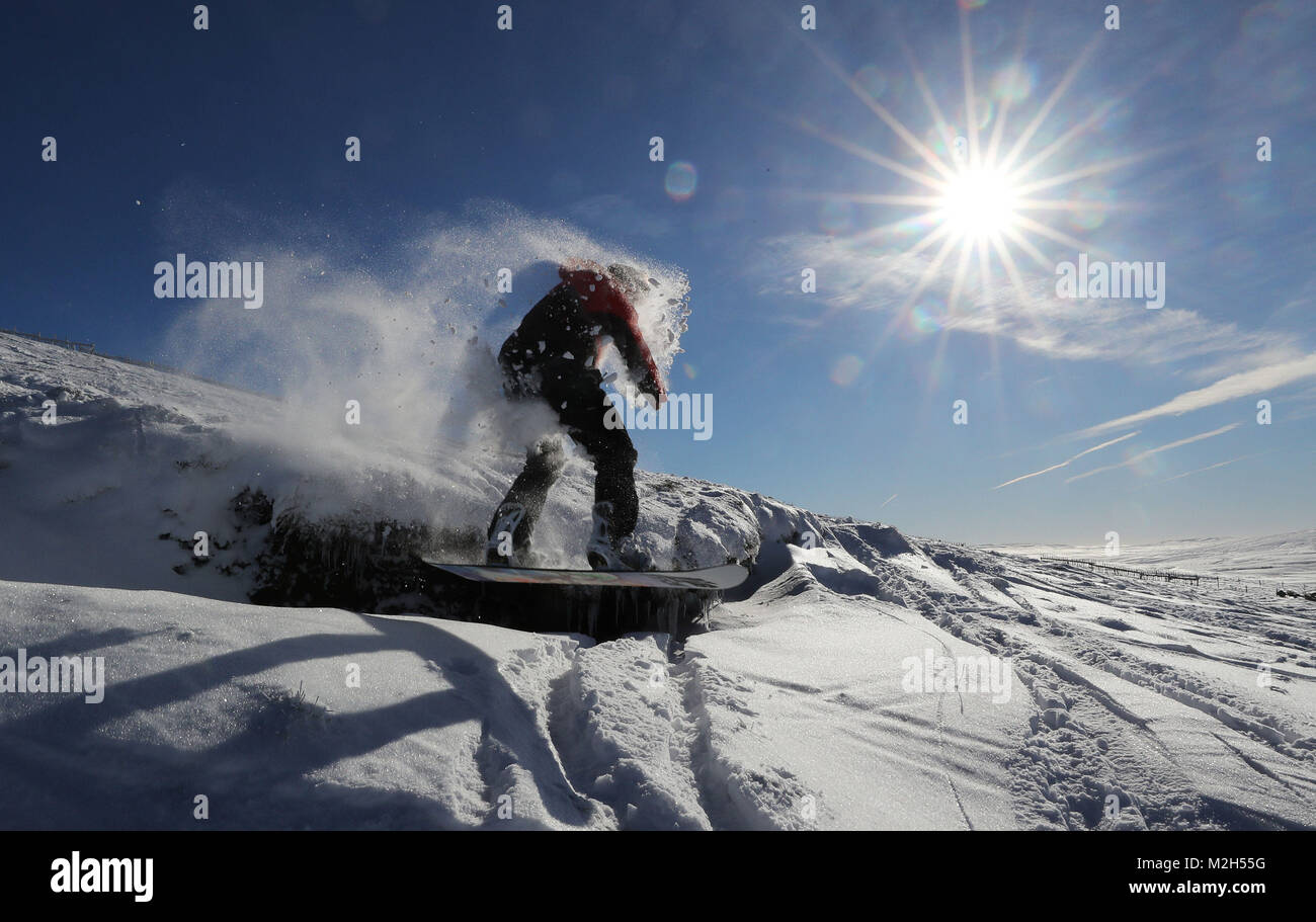 A snow boarder in action at the Yad Moss slopes on the Durham and ...