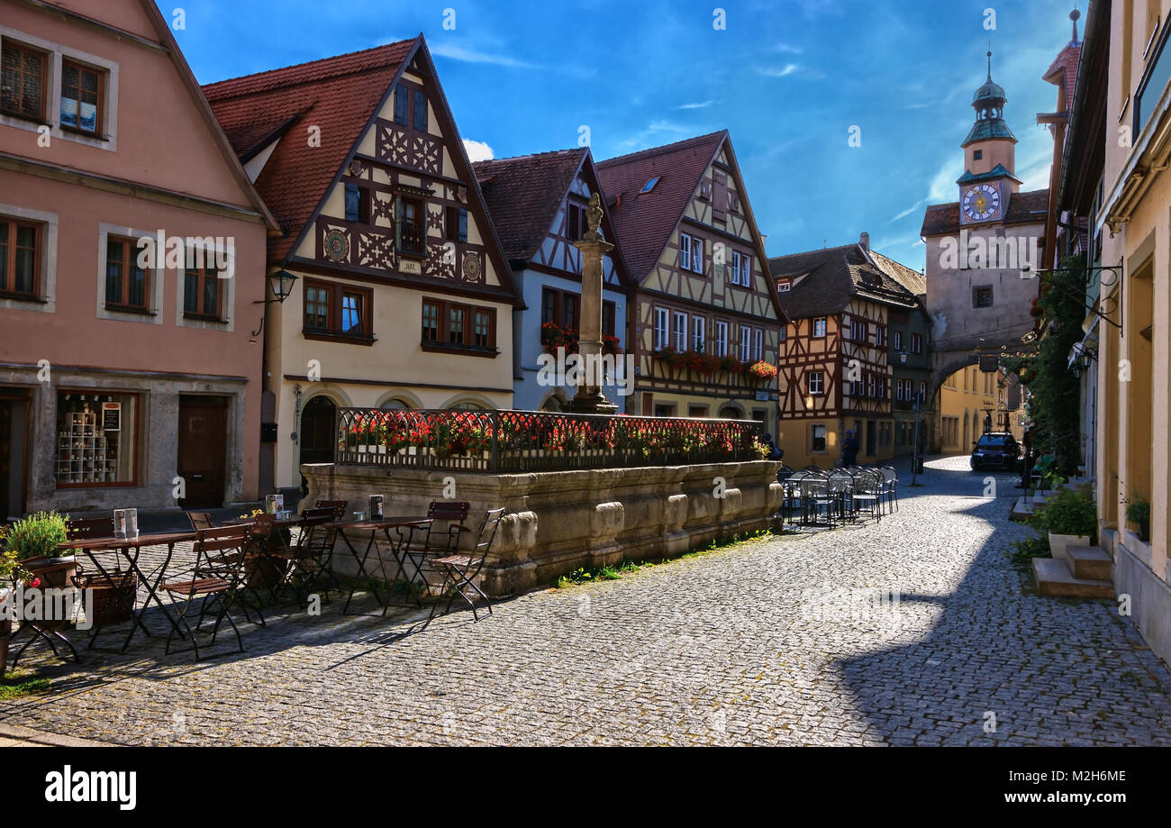Markus Tower and Roder arch - Rothenburg-ob-der-Tauber - Germany Stock ...