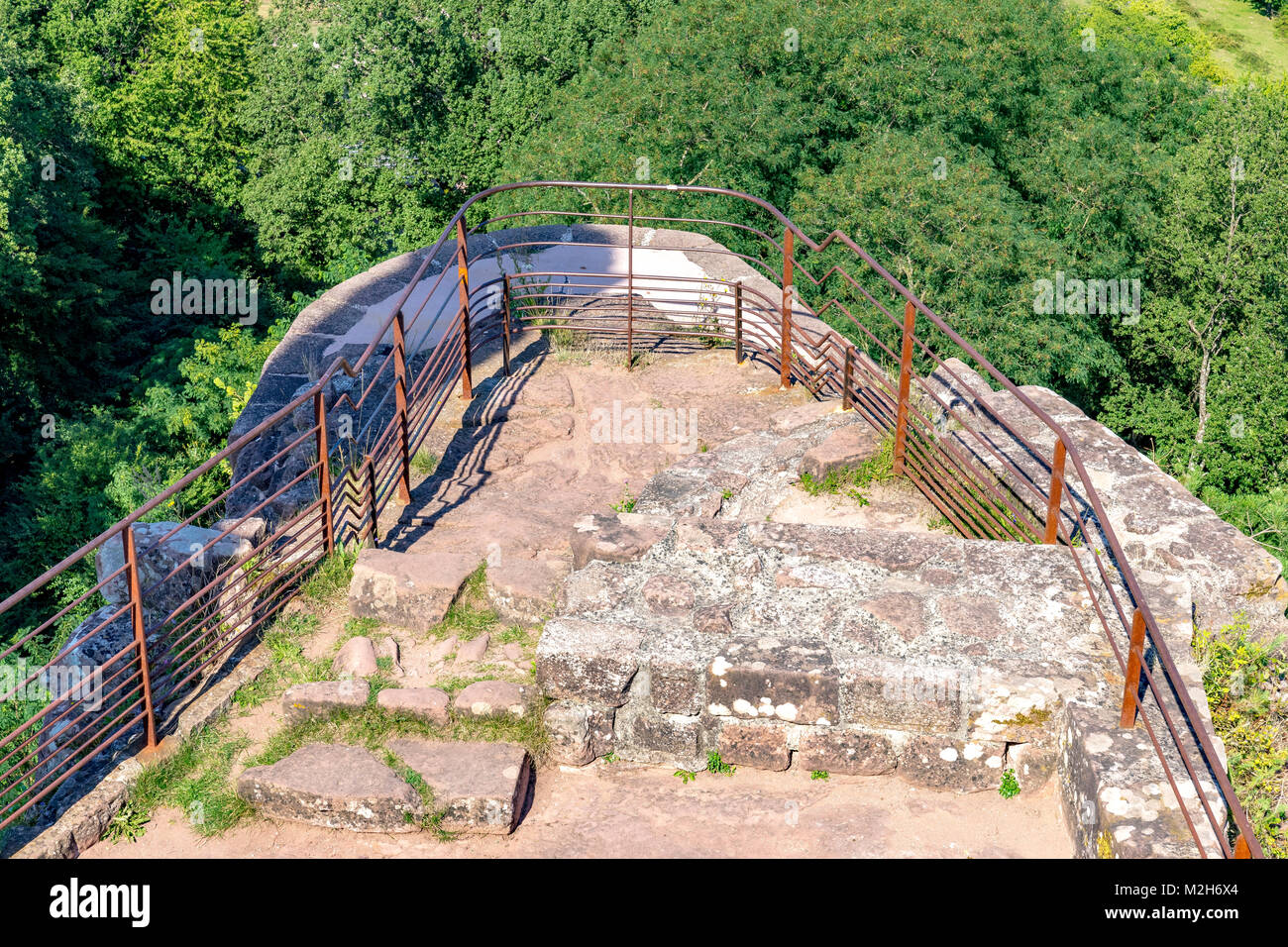 Viewpoint on a cliff with railing in Alsace, France Stock Photo - Alamy